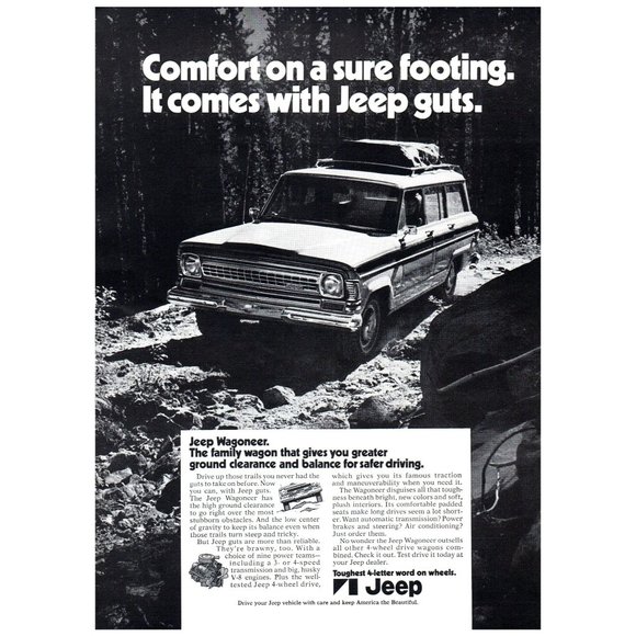 Jeep | Art | 972 Jeep Wagoneer Comfort On A Sure Footing Vintage Print ...